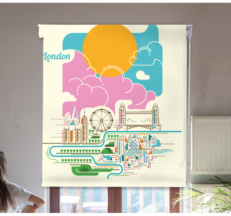 London Skyline View world map roller blind