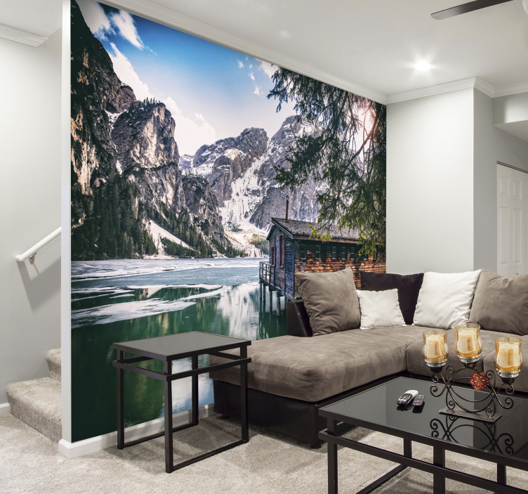Mountain Lake View landscape wall mural