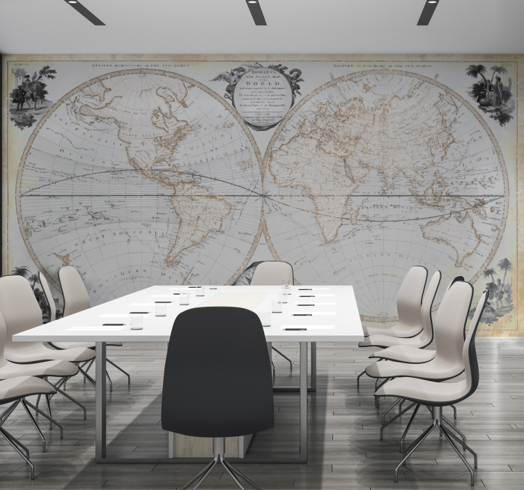 Watercolor vintage worldmap Office wall mural - TenStickers