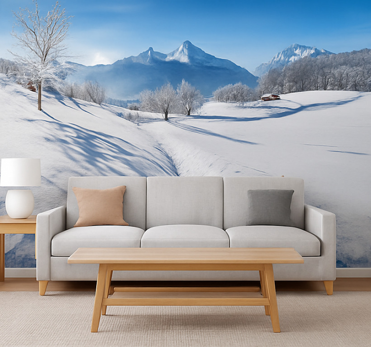 Winter Alpine Trail mountain wall mural