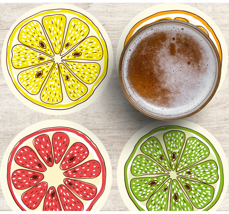 Citrus Slice Motifs geek coasters