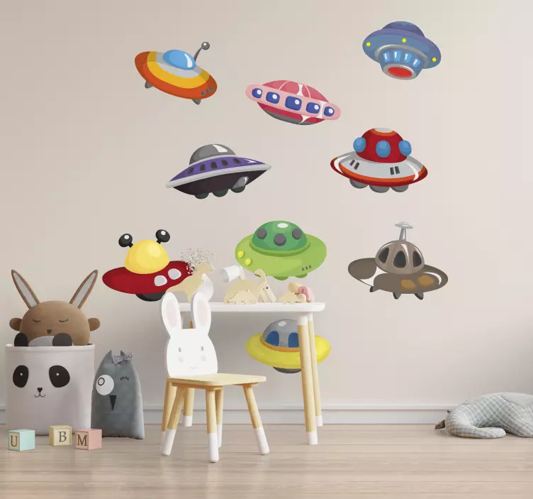 Alien ships design wall decals children's room - TenStickers