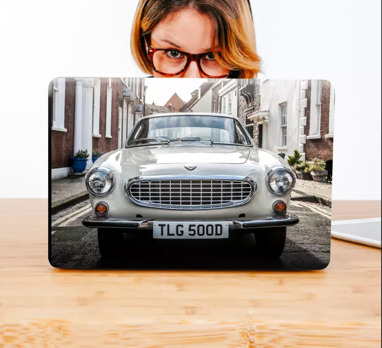 Classic silver vehicle laptop skin