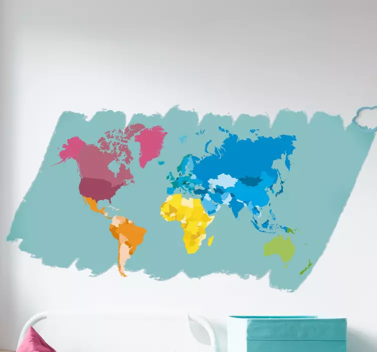 Colourful World Map Sticker - TenStickers