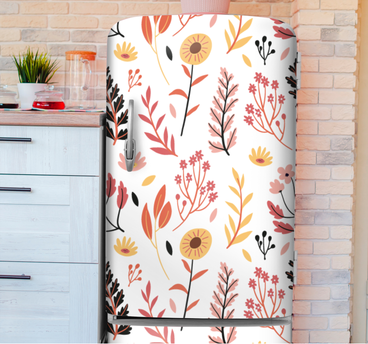Floral minimalistic pattern fridge sticker