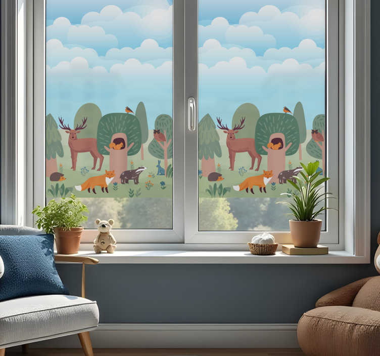 forest animals scene window sticker