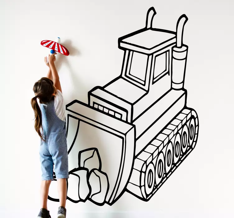 Kid's sticker excavator outline design