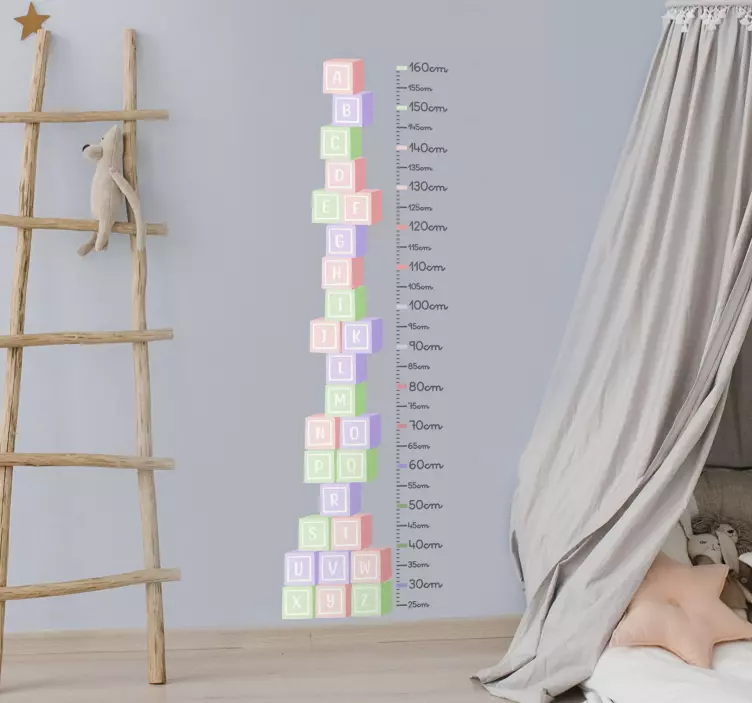 Letter cubes height design scale children's wall decal - TenStickers