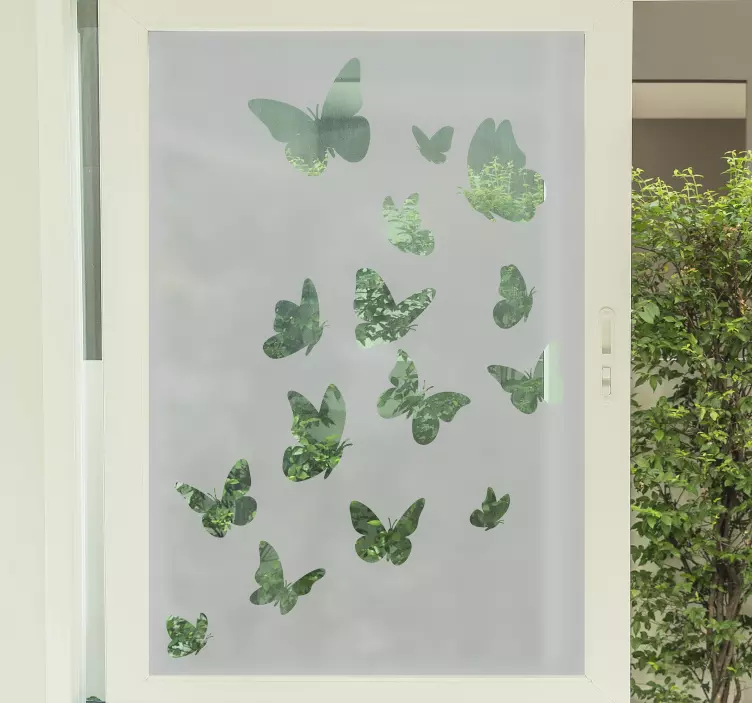 Multiple flying butterflies window decal - TenStickers