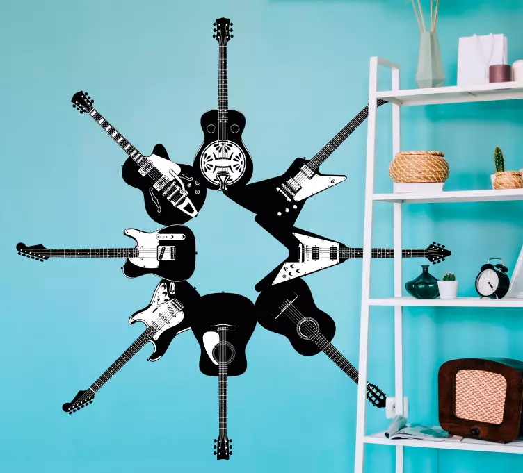 Musical stickers circular guitar design