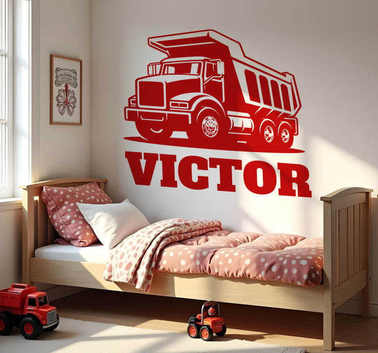 personalized contruction truck toy decal