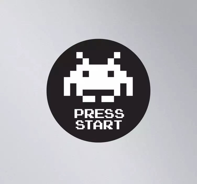 Space Invader press start button icon laptop sticker - TenStickers
