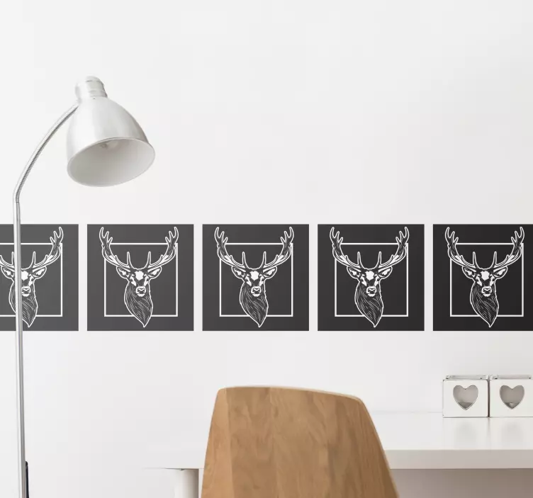 Stag pattern decorative tile sticker - TenStickers