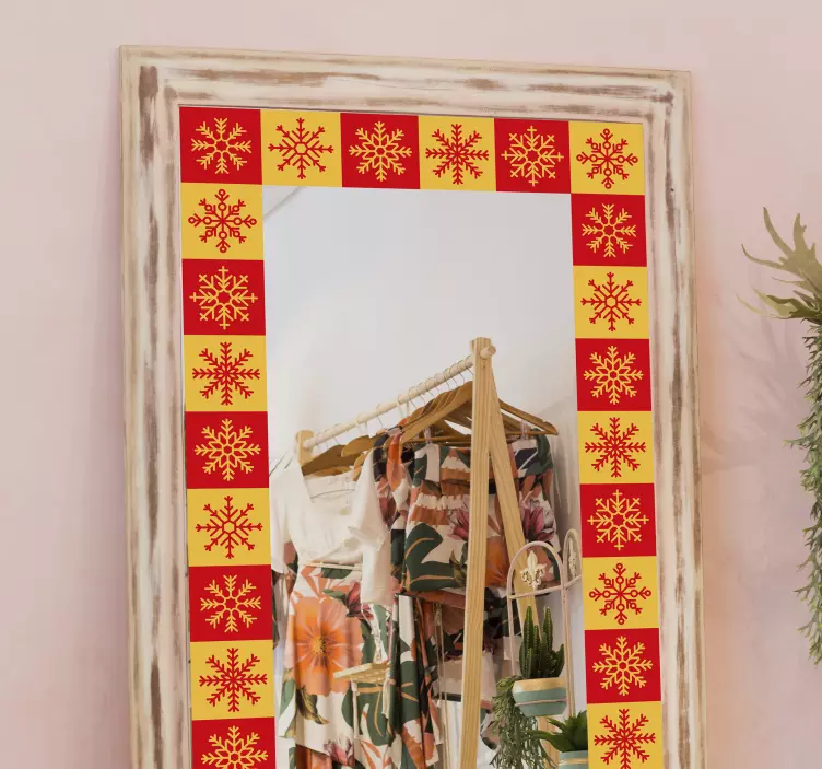 Wall sticker frame snowflake border design