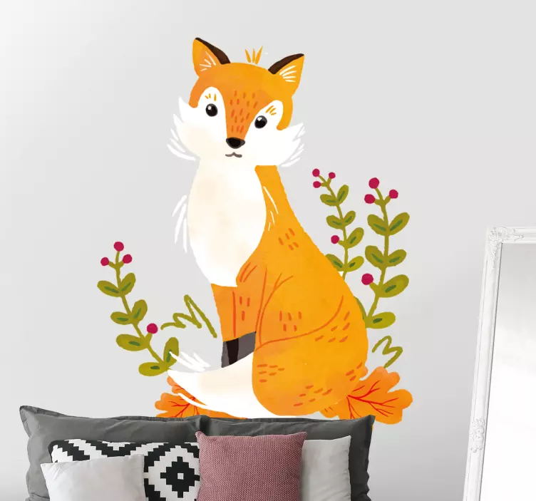Watercolor fox wild animal sticker - TenStickers
