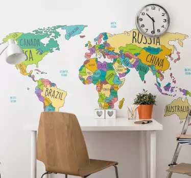 Incredible World Map Wall Stickers for you - TenStickers