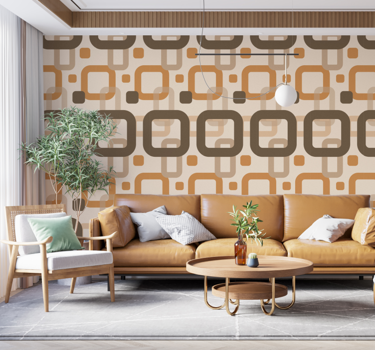 Retro Squares Design 70s Wallpaper - TenStickers