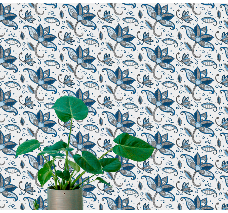Blue Flowers Doodles leaves wallpaper