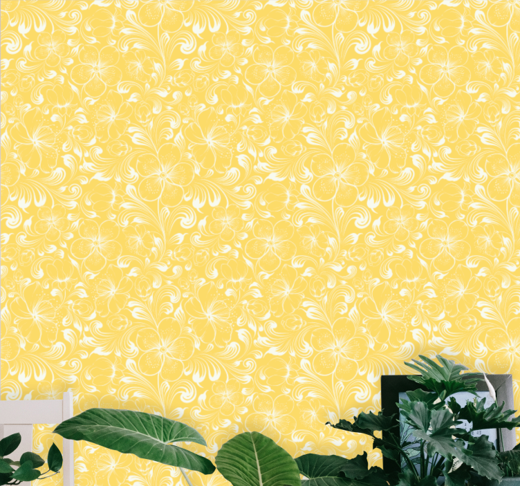 Lively yellow pattern flowers wallpaper